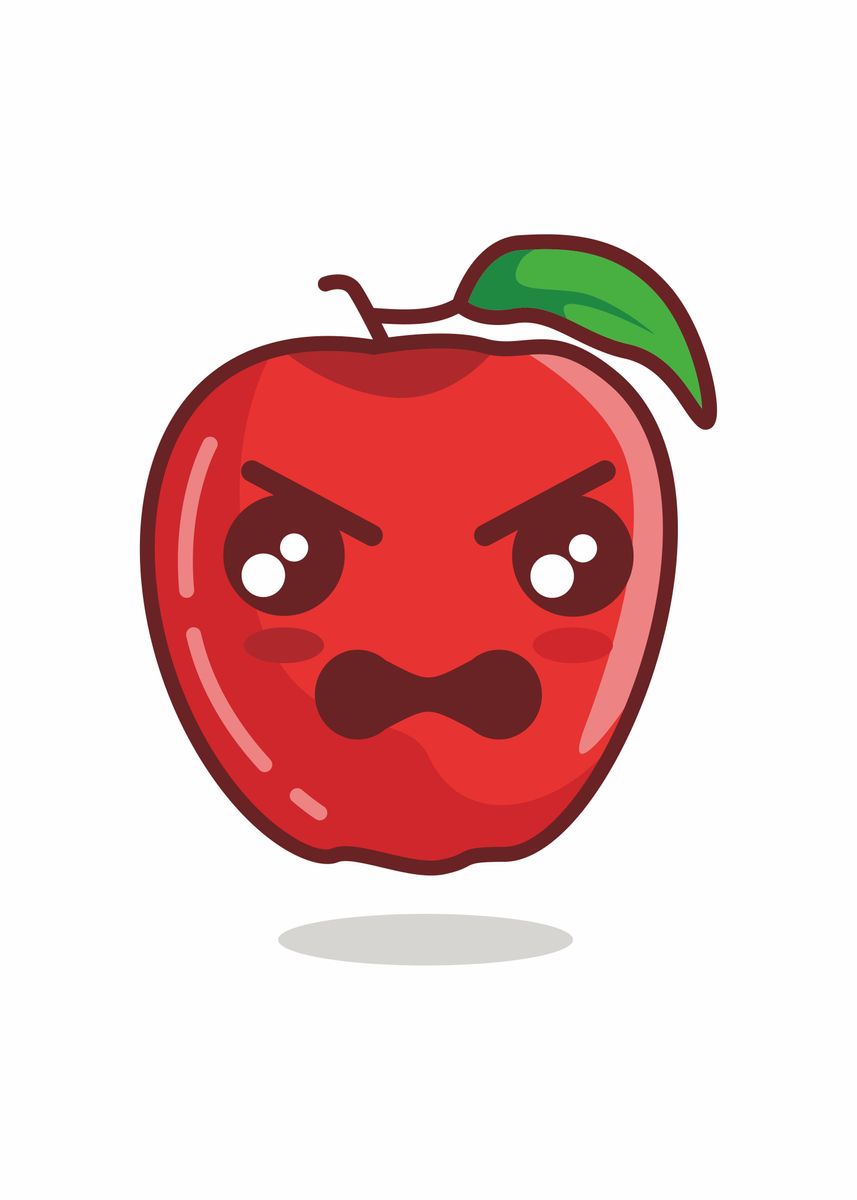 'Emoticon red Apple Angry' Poster, picture, metal print, paint by Rizky ...