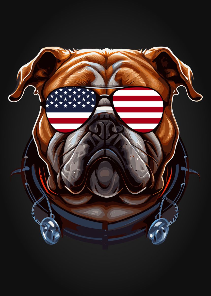 'Patriotic Bulldog USA' Poster, picture, metal print, paint by ...