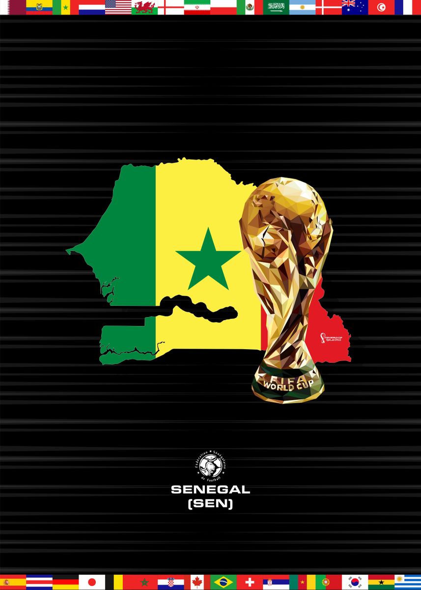'Senegal world cup 2022' Poster, picture, metal print, paint by Lowpoly ...