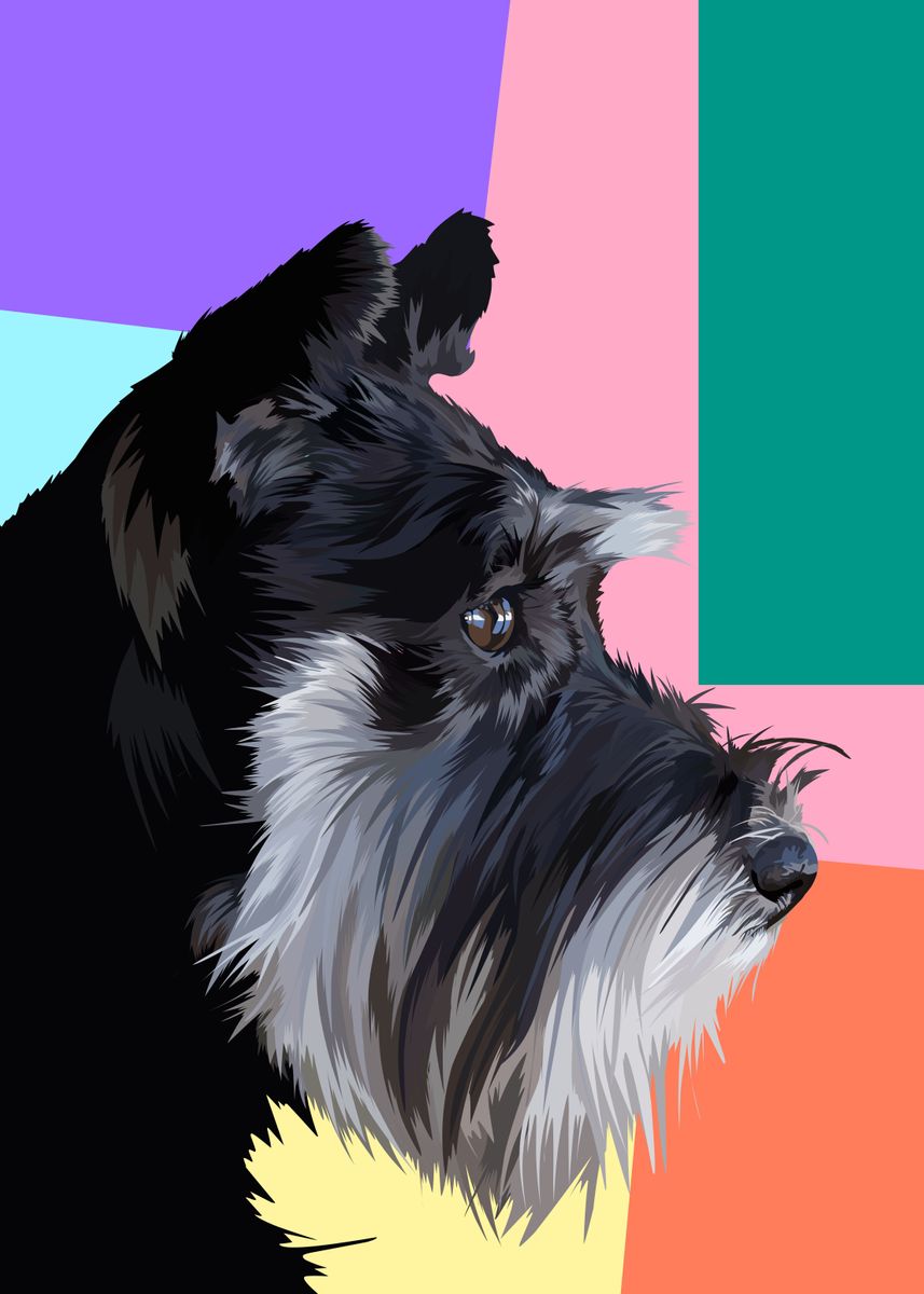 'Schnauzer dog in vector' Poster, picture, metal print, paint by Ihsa ...