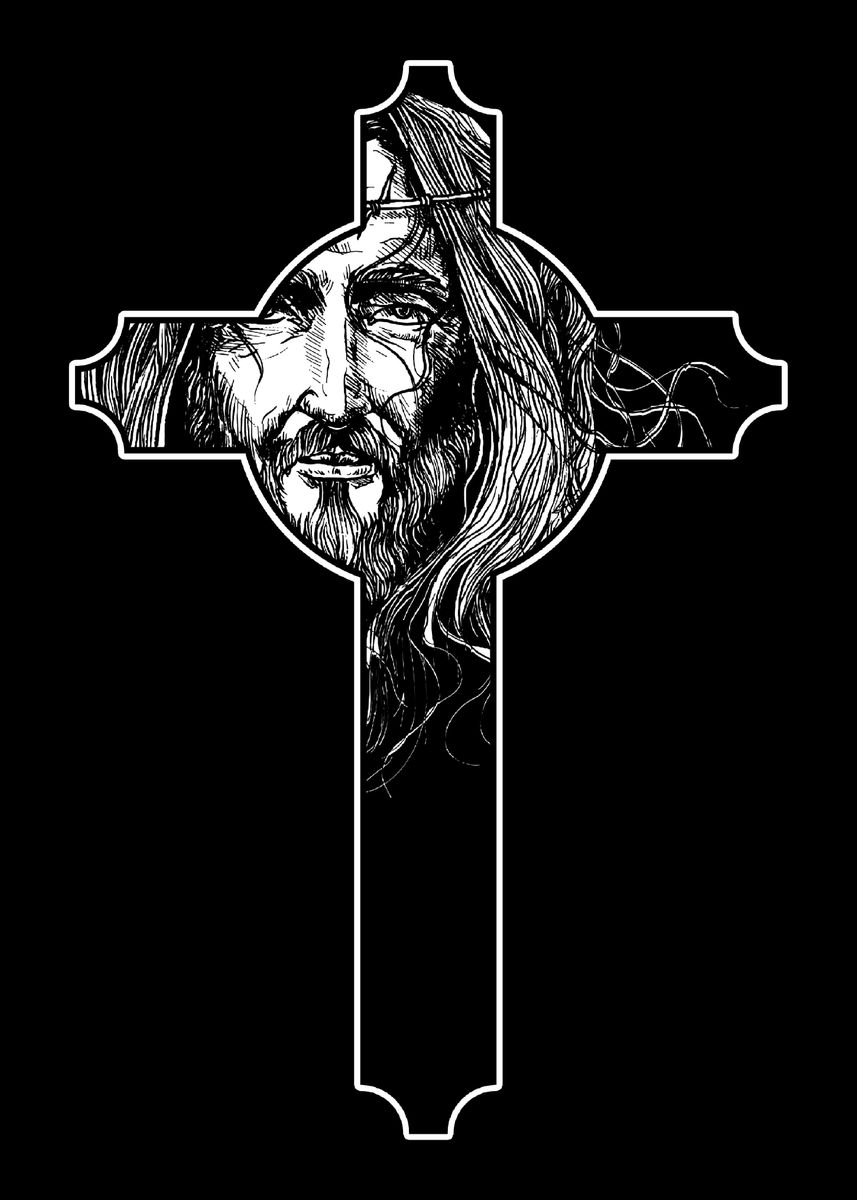 'Jesus Cross Religious' Poster, picture, metal print, paint by ...