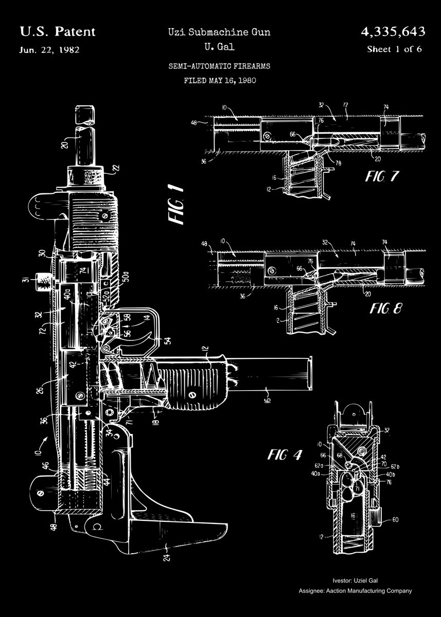 Uzi Submachine Gun Drawing