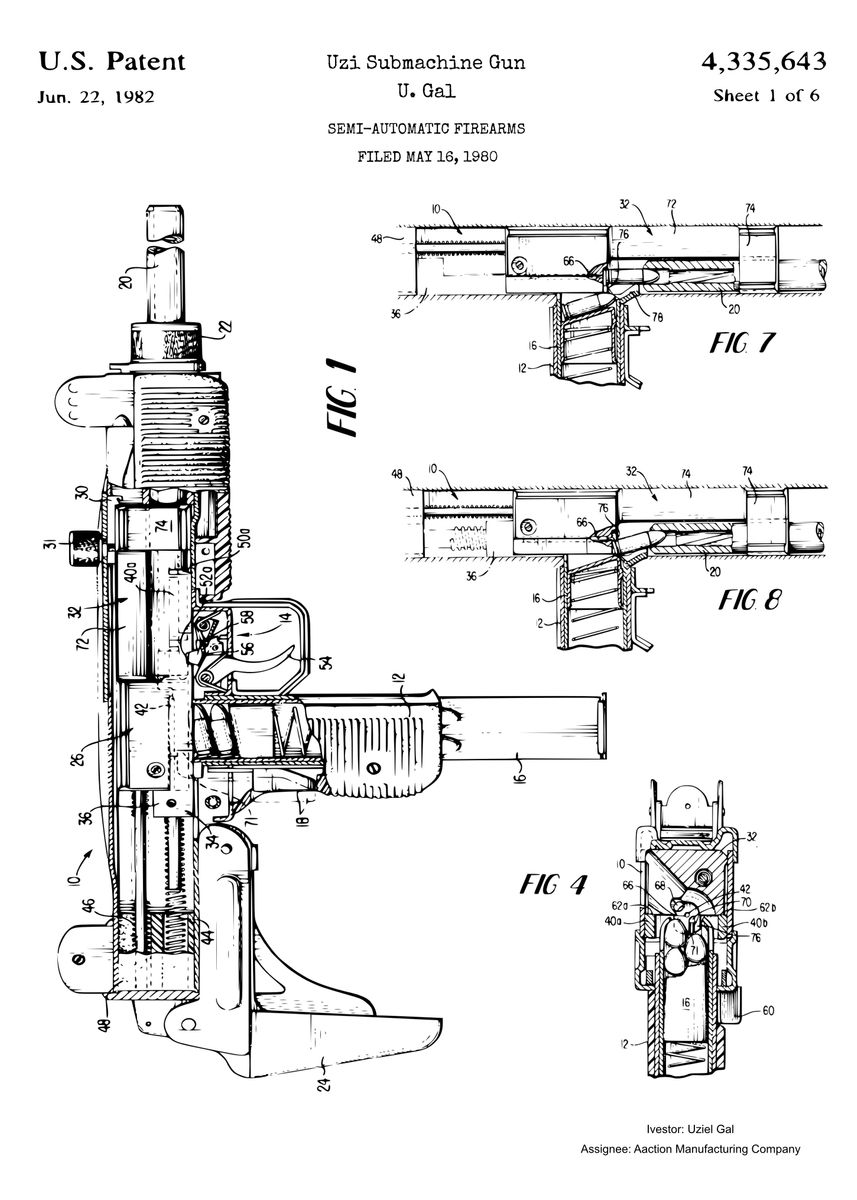 'Uzi Submachine Gun' Poster, picture, metal print, paint by RelDesign ...