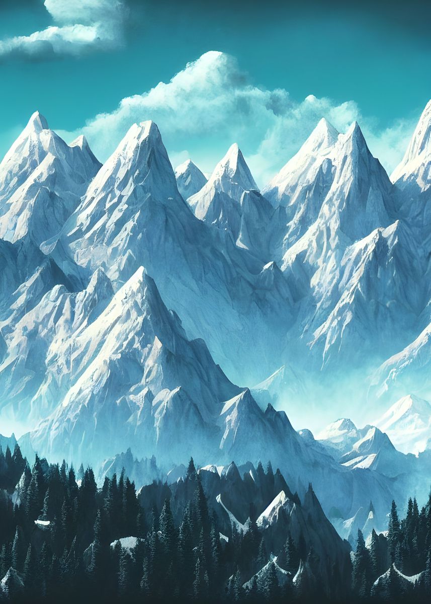 'Mountain View' Poster, picture, metal print, paint by Nae | Displate
