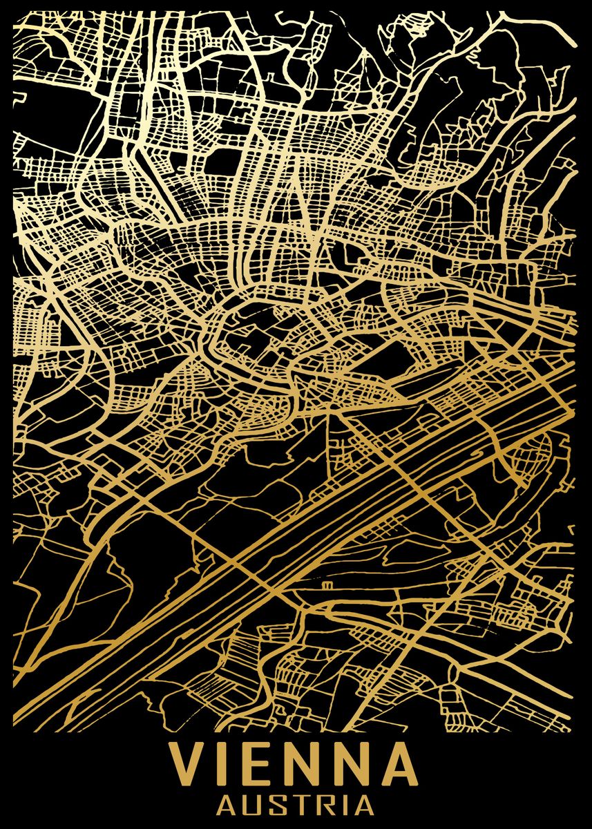 'Vienna Austria City Map' Poster by SheldonBennett Studio | Displate