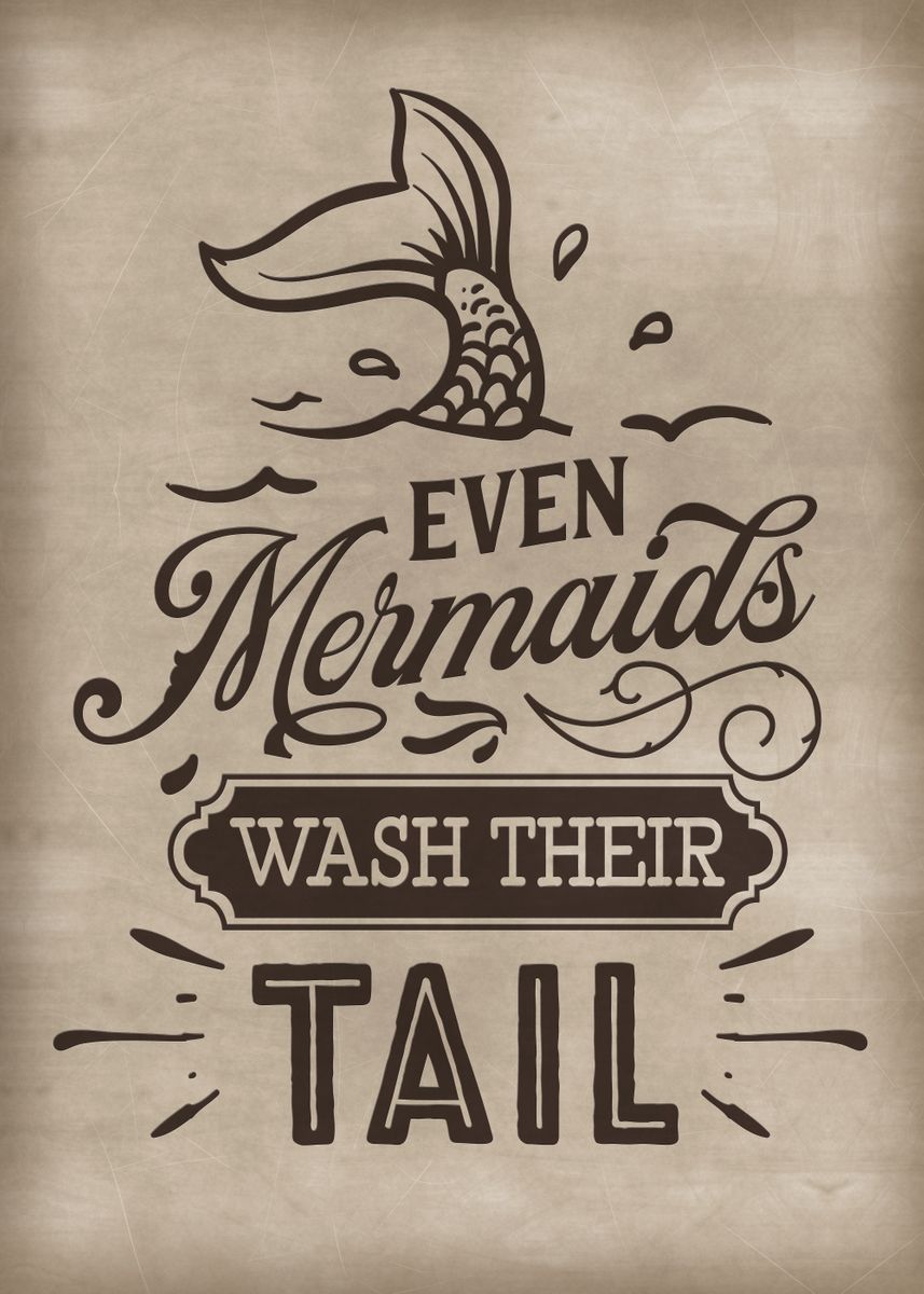 'Mermaid Bathroom Sign' Poster, picture, metal print, paint by XandYart ...