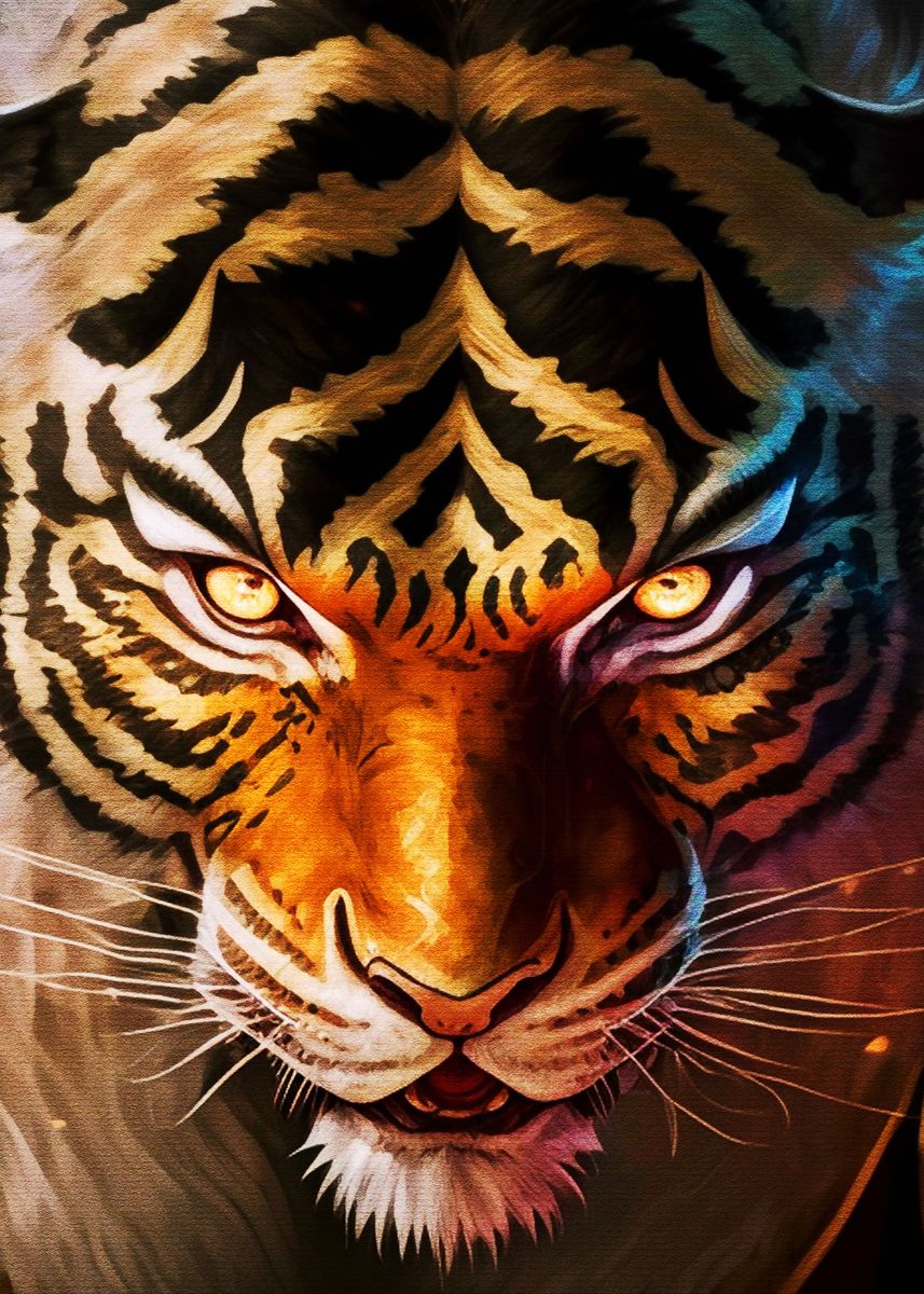 'Face Tiger' Poster, picture, metal print, paint by Coffee Design ...