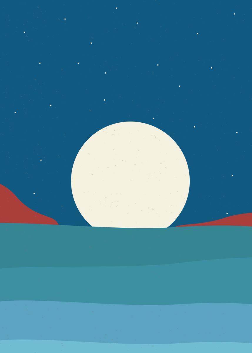 'Midnight Moon with stars' Poster, picture, metal print, paint by Human ...