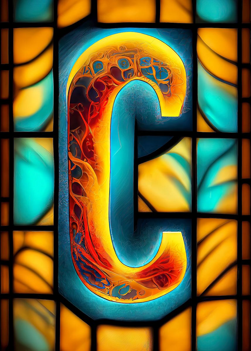 'Stained Glass Letter C' Poster, picture, metal print, paint by Chris ...