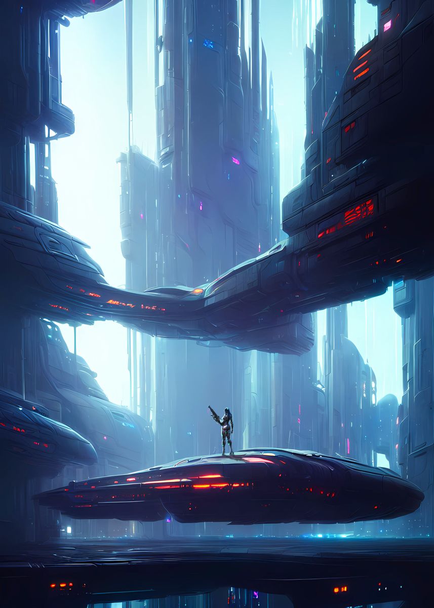 'Cyberpunk Spaceship' Poster, picture, metal print, paint by Luong Phat ...