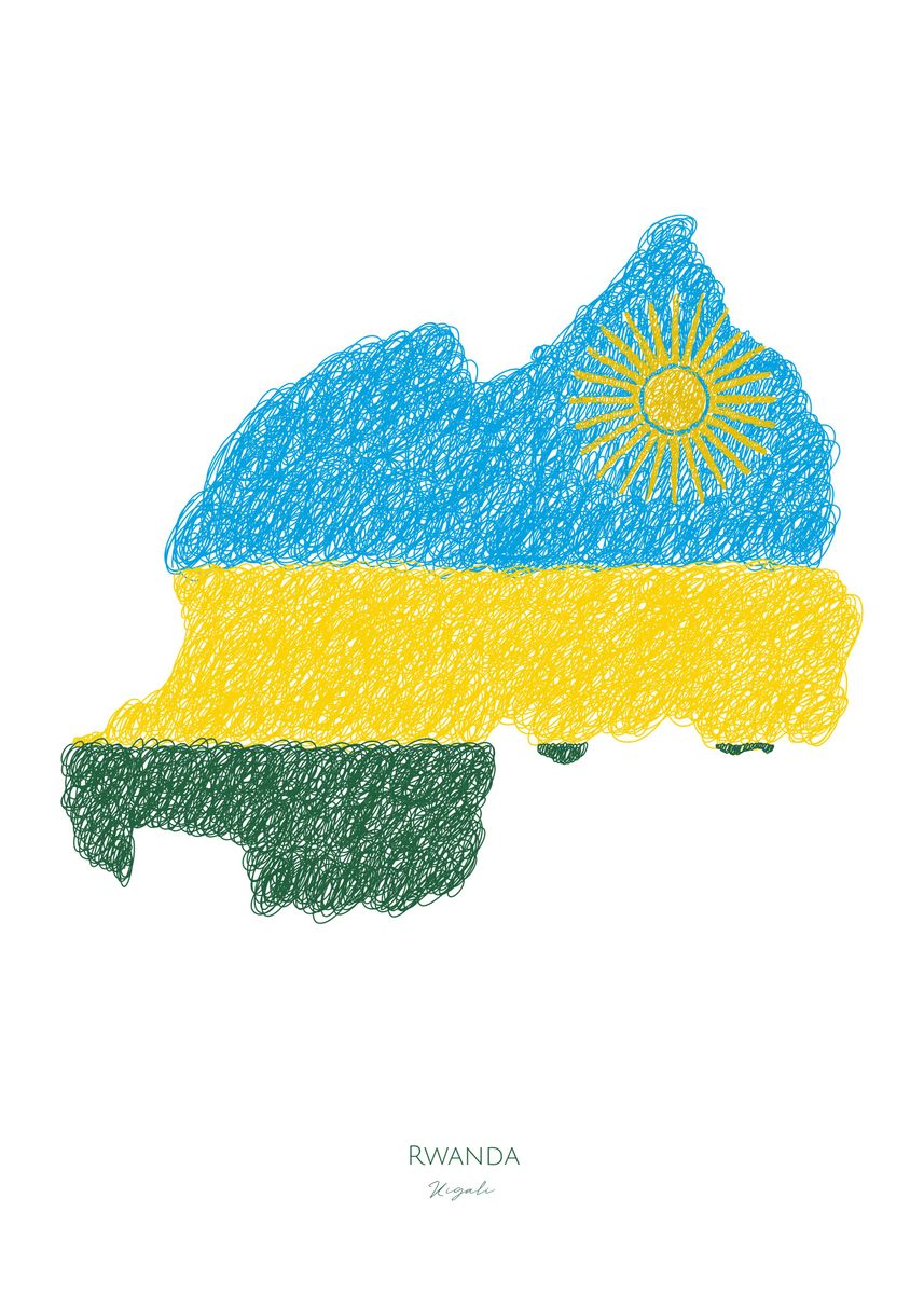'Rwanda World Cup Flag Map' Poster, picture, metal print, paint by ...