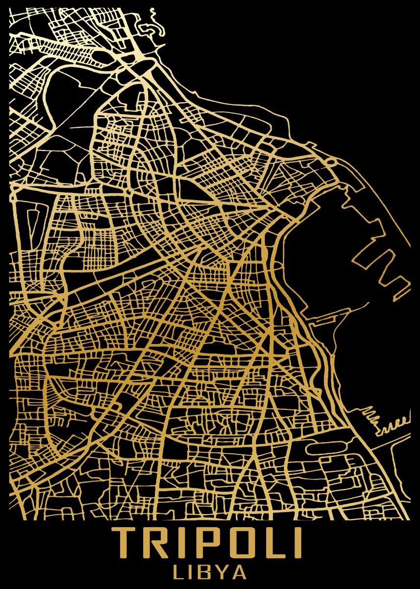 'Tripoli Libya City Map' Poster, picture, metal print, paint by ...
