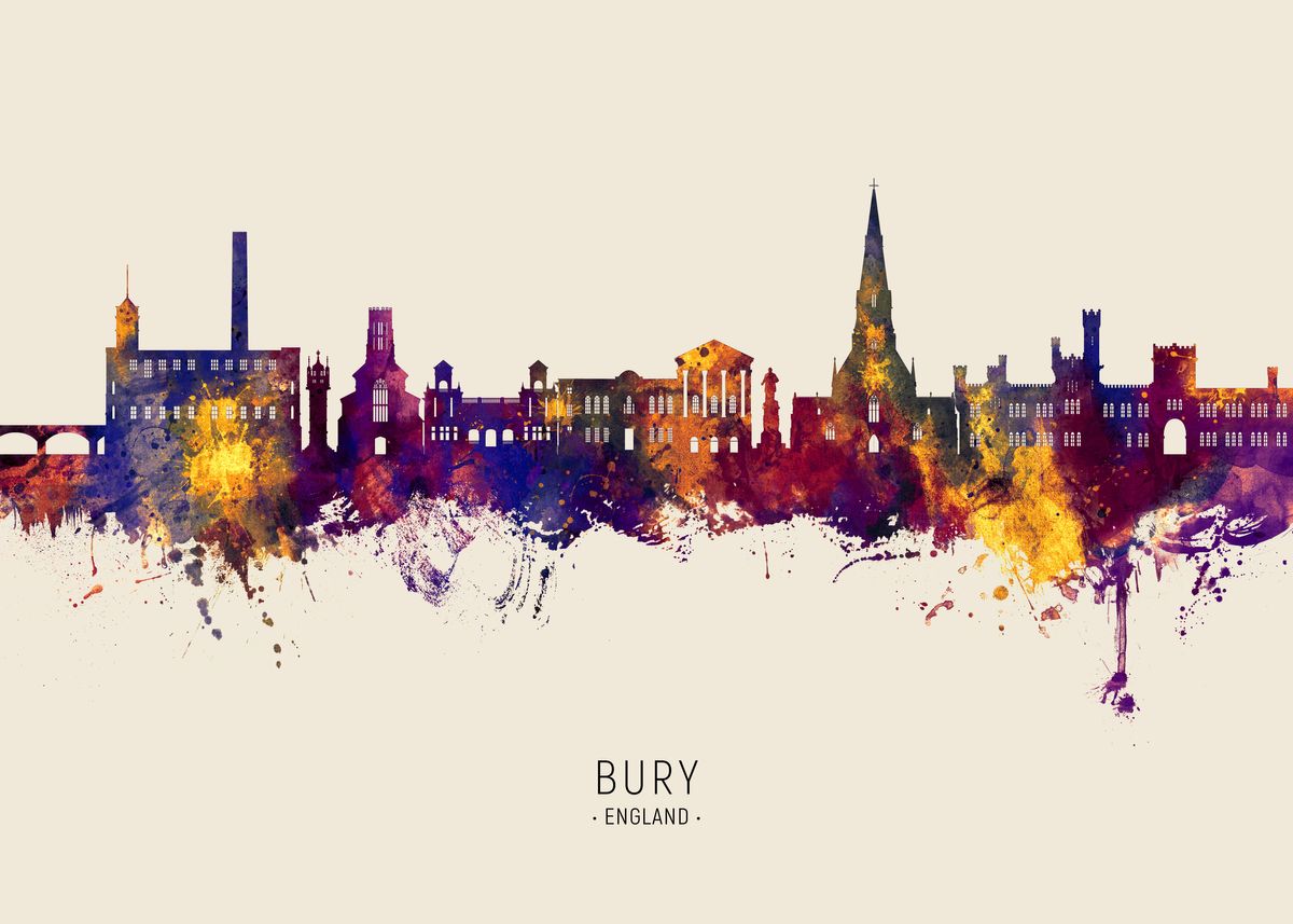 'Bury Skyline England' Poster by Michael Tompsett | Displate