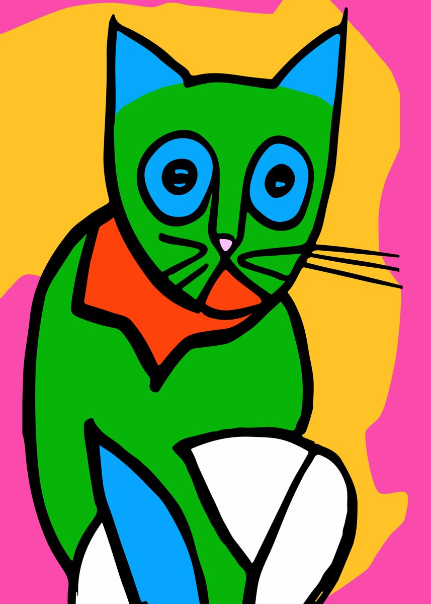'Cubism Cat Poster' Poster, picture, metal print, paint by ...
