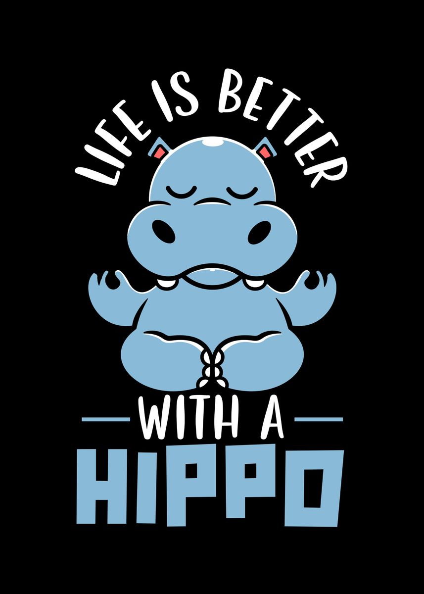 'Hippo Lover' Poster, picture, metal print, paint by NAO | Displate