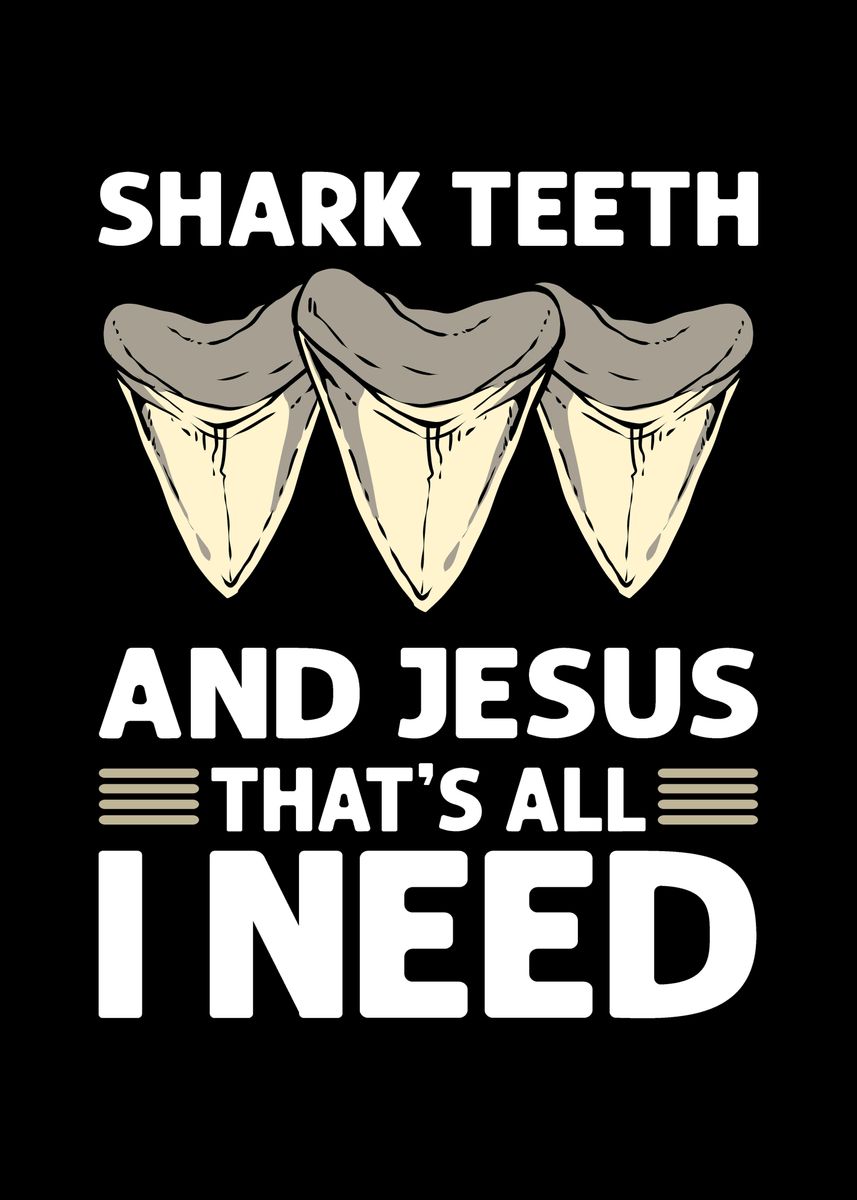 'Shark Teeth Jesus' Poster, picture, metal print, paint by Fabian El ...