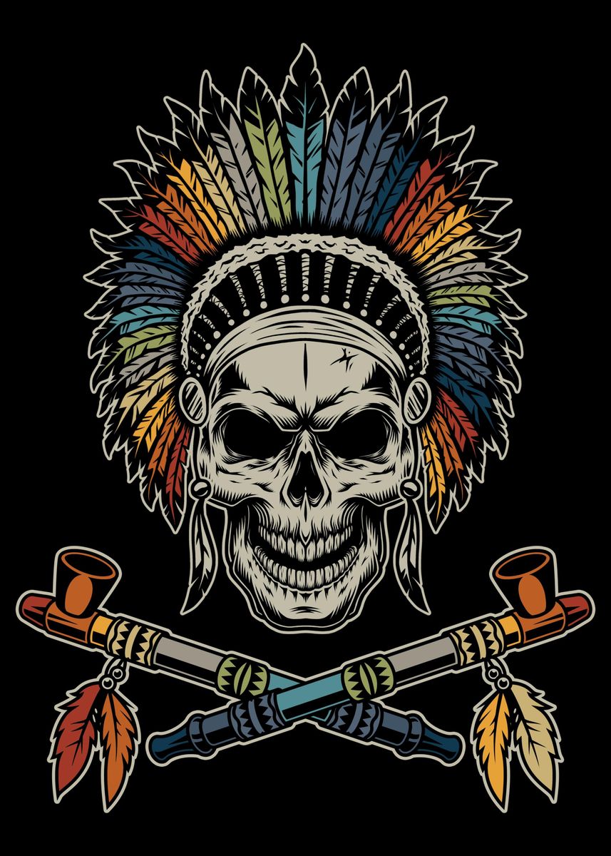 'Retro Native American' Poster, picture, metal print, paint by ...