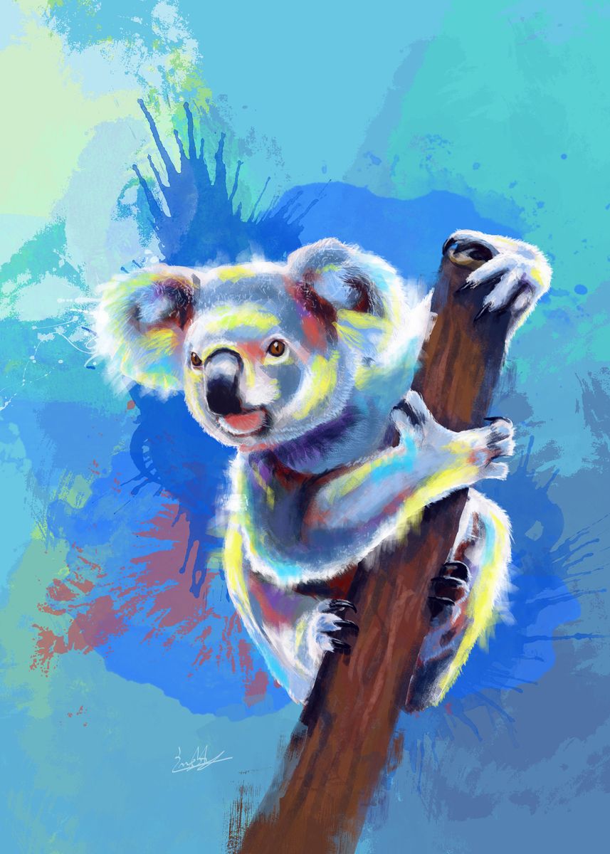 'Cute Blue Koala Bear' Poster by Flo Art Studio | Displate