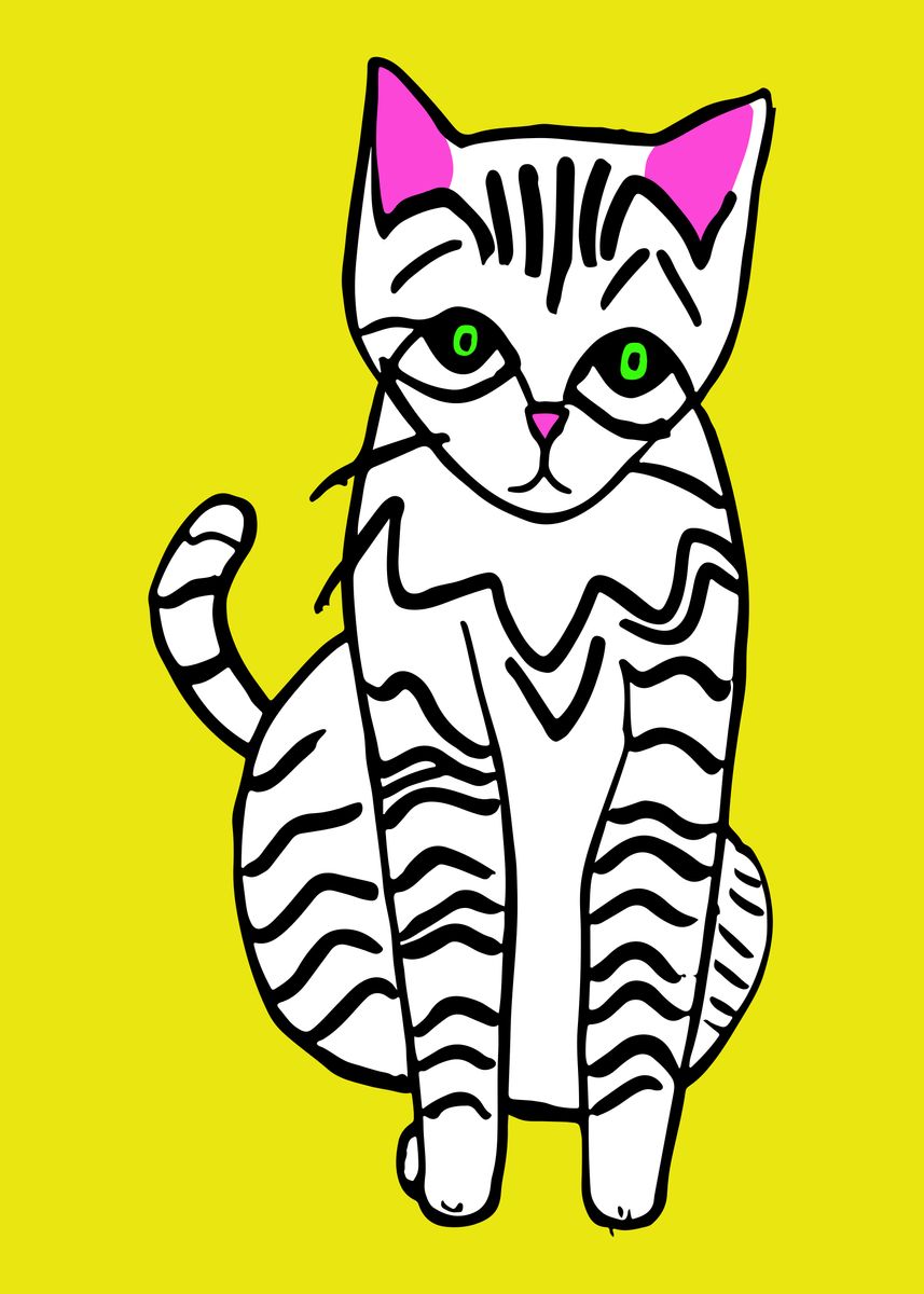 'Disappointed Cat Painting' Poster by BluePinkPanther | Displate