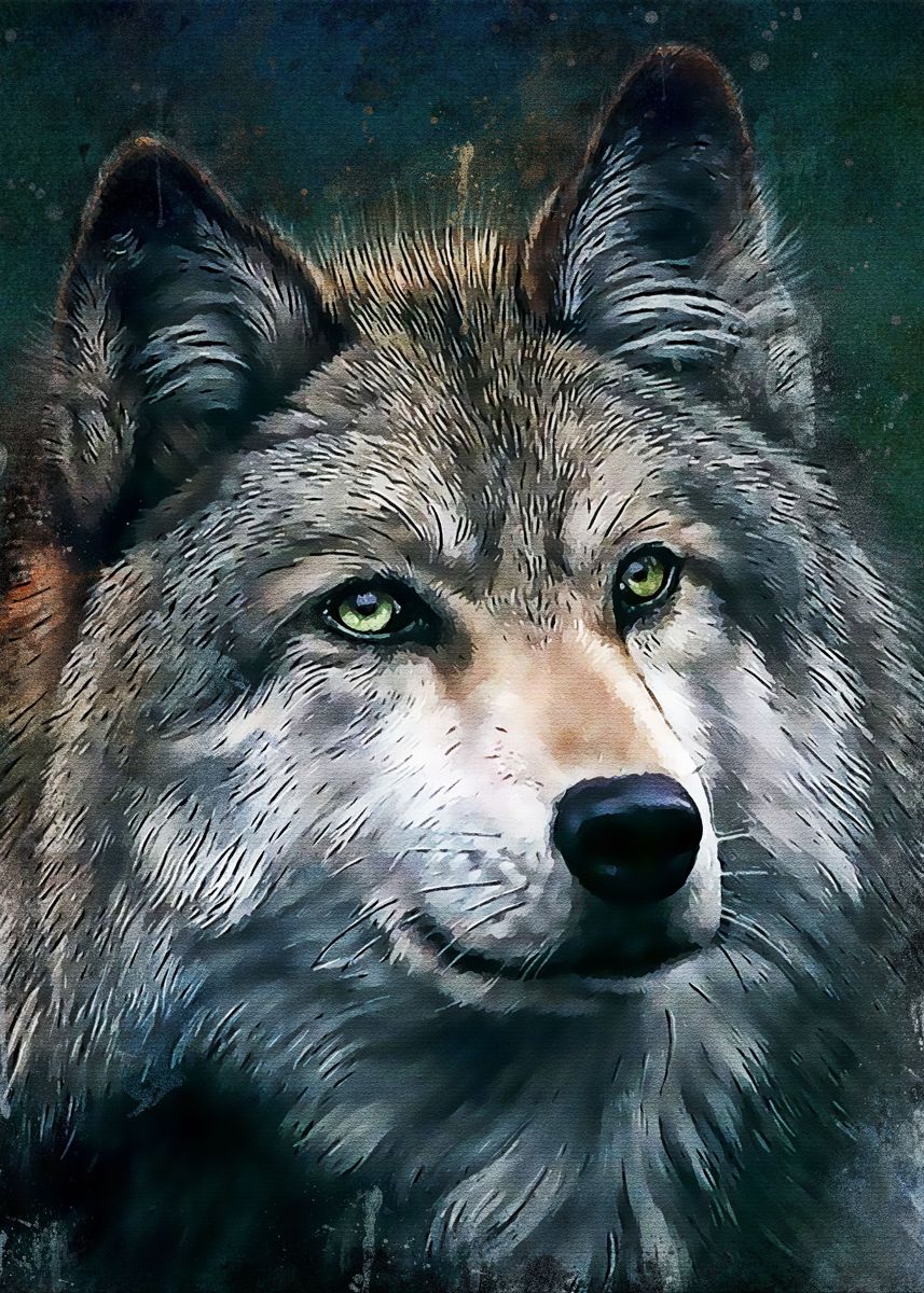'Splatter Wolf' Poster, picture, metal print, paint by Muh Asdar | Displate