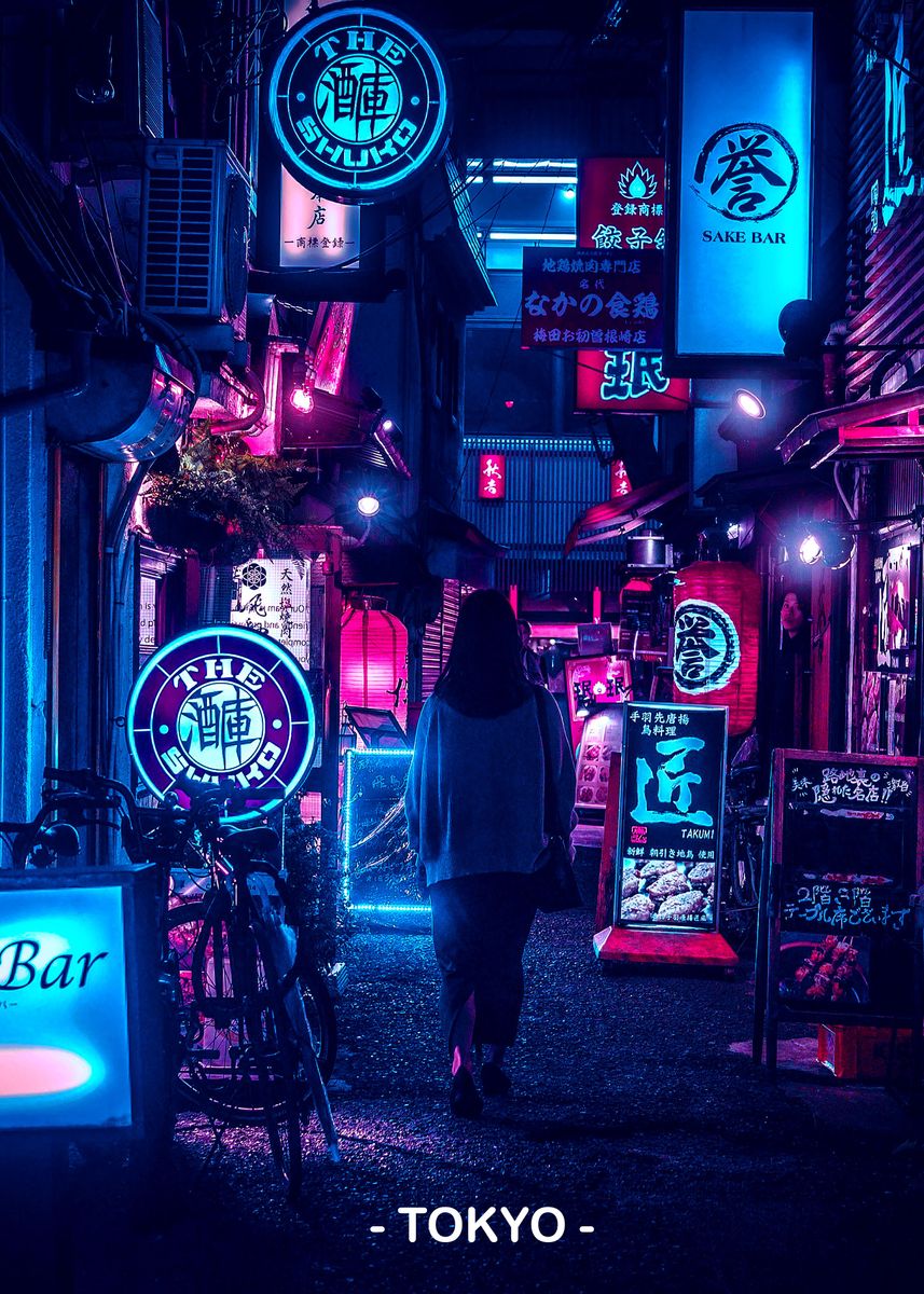 'Tokyo Street Neon' Poster, picture, metal print, paint by Noto ...