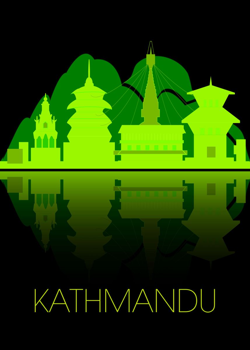 'Kathmandu City Silhouette' Poster, picture, metal print, paint by crbn ...