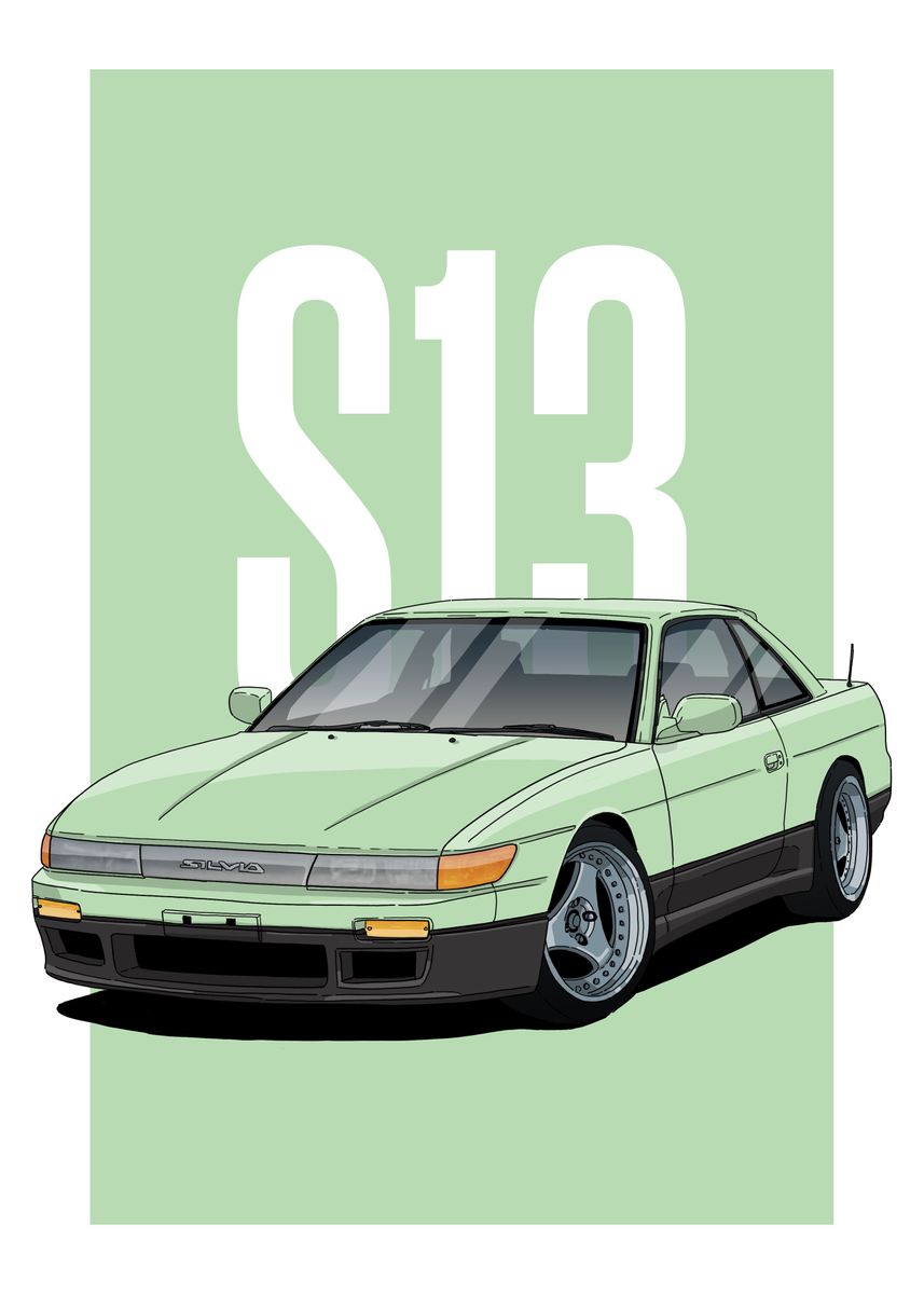 'Nissan Silvia S13' Poster, picture, metal print, paint by ND Fat ...