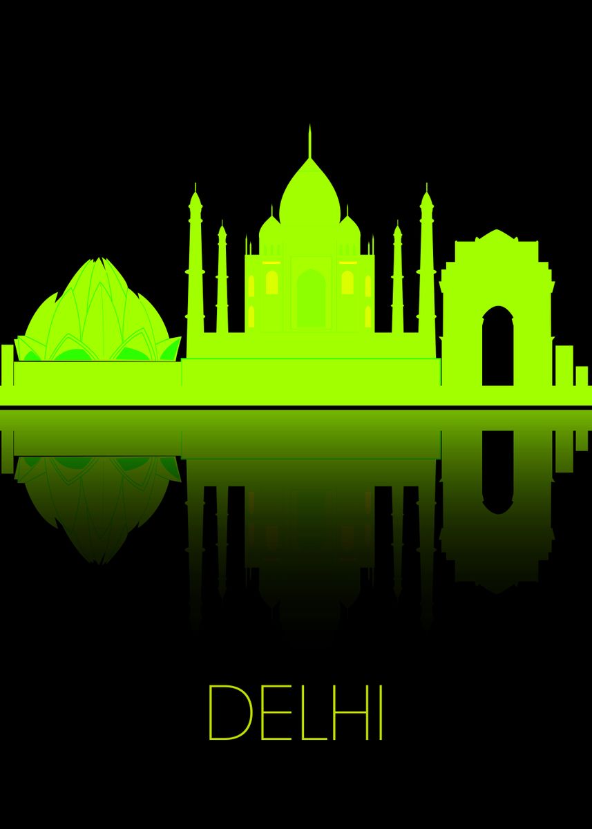 'Delhi City Silhouette' Poster, picture, metal print, paint by crbn ...