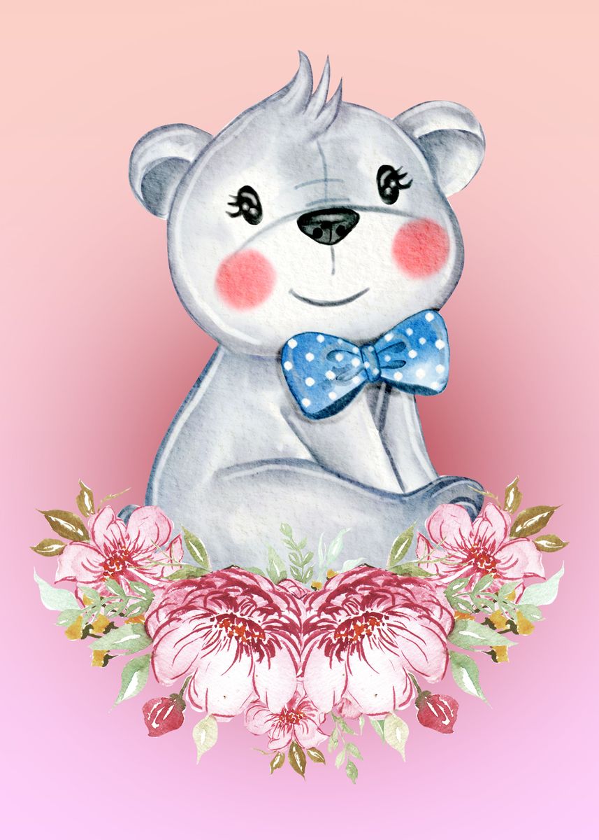 'water colour baby bear' Poster by tricky dee | Displate