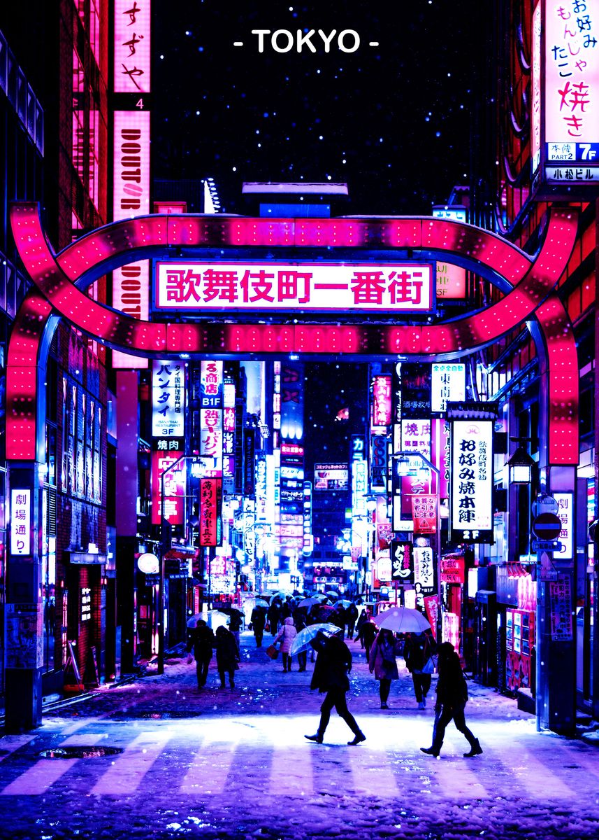 'Tokyo Street Neon' Poster, picture, metal print, paint by Noto Creative | Displate