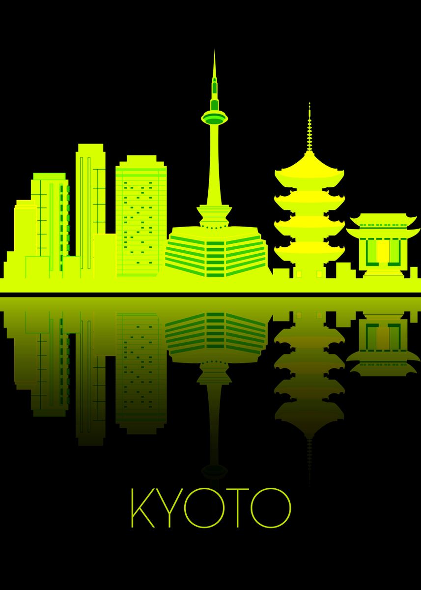 'Kyoto City Silhouette' Poster, picture, metal print, paint by crbn ...
