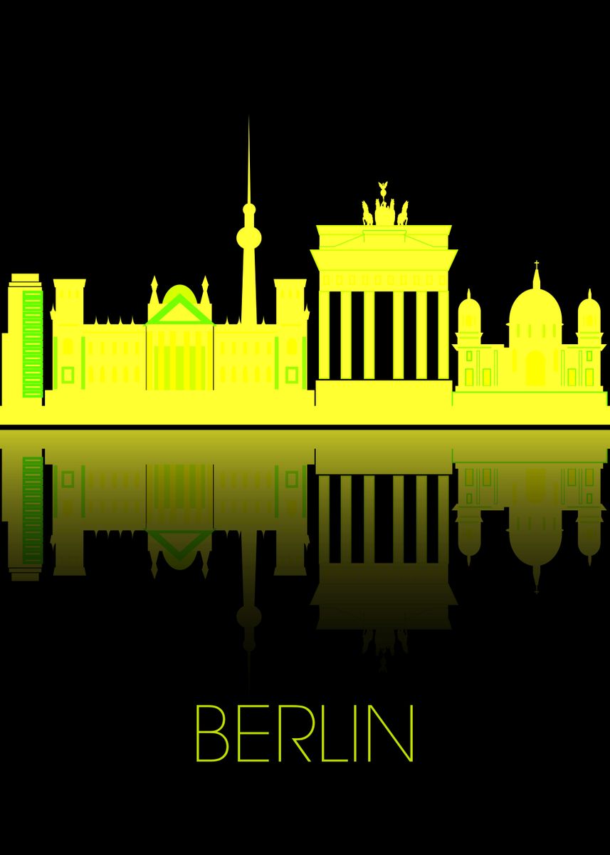 'Berlin City Silhouette' Poster, picture, metal print, paint by crbn ...