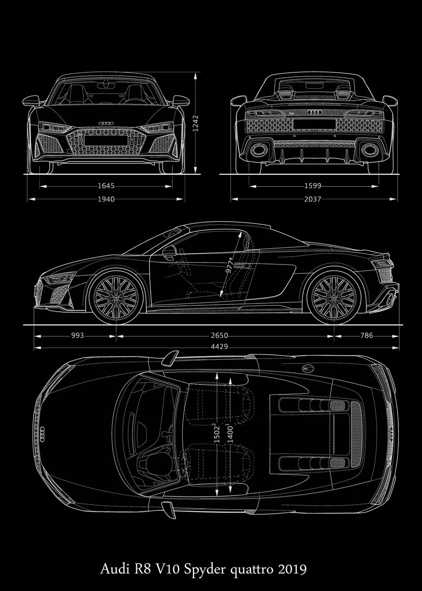 'Audi R8 V10 Spyder ' Poster, picture, metal print, paint by ke ke ...