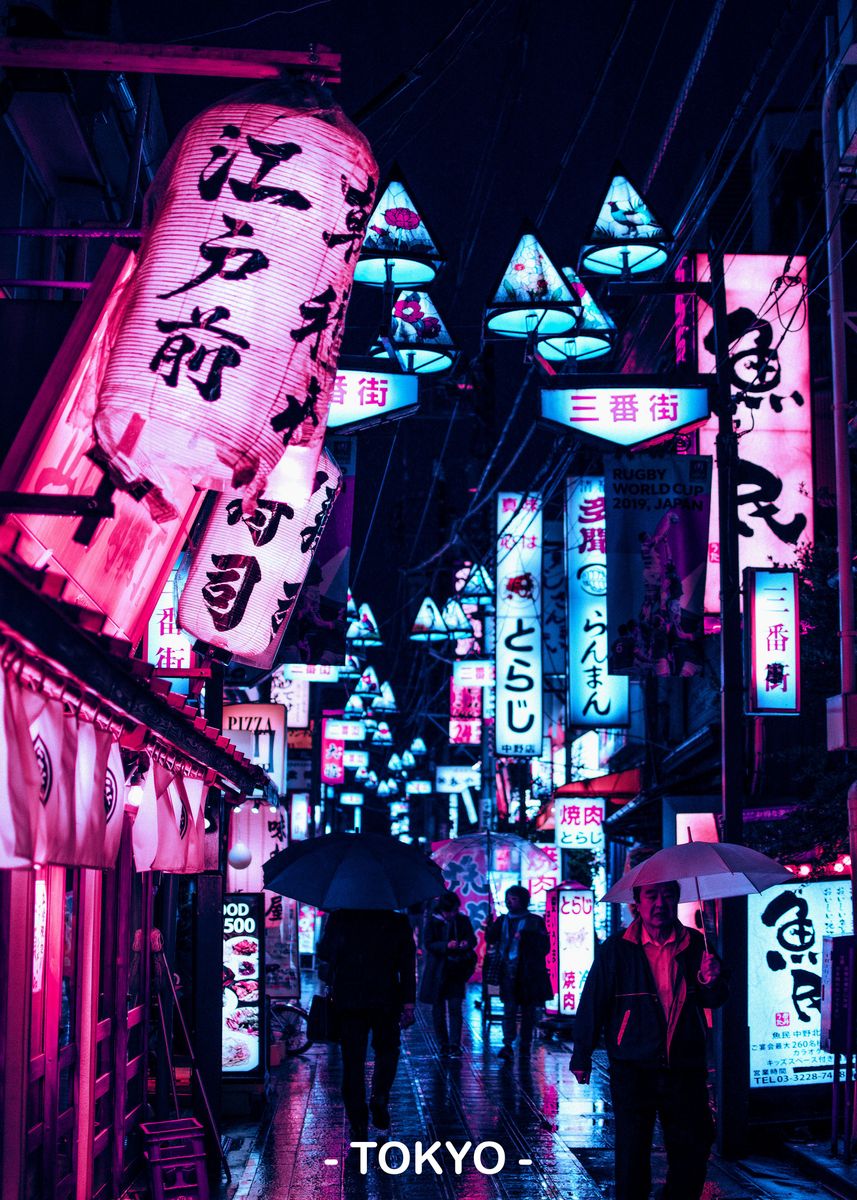 'Tokyo Street Neon' Poster, picture, metal print, paint by Noto ...
