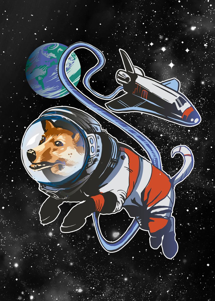 'Astronaut Dog in Space' Poster by Max Ronn | Displate
