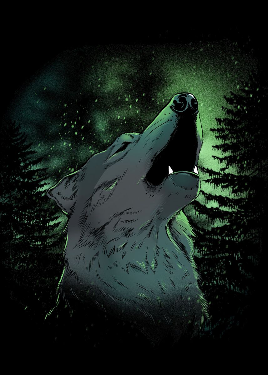 'Howling Wolf' Poster, picture, metal print, paint by Fateh Lahlah ...