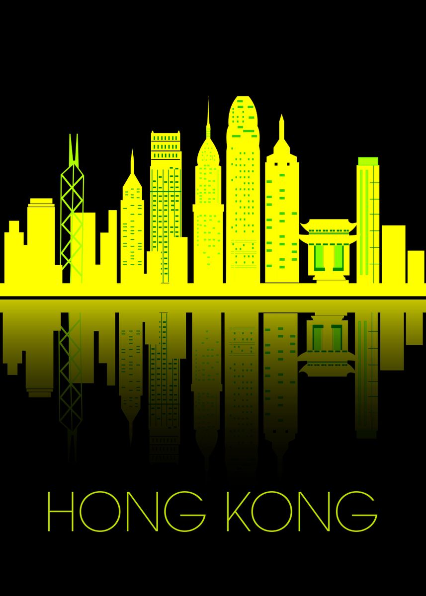 'Hong Kong City Silhouette' Poster, picture, metal print, paint by crbn ...