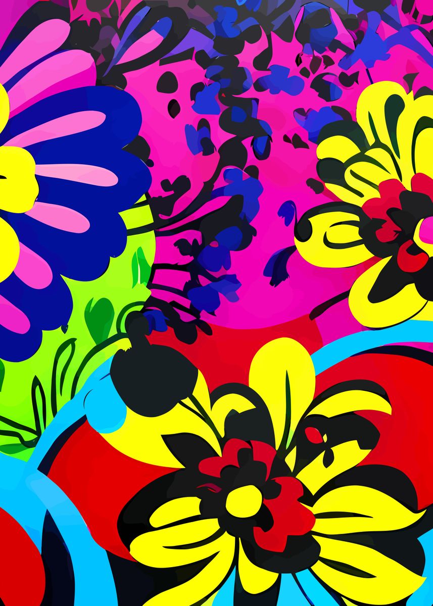 'Groovy Flowers' Poster by Prawny | Displate