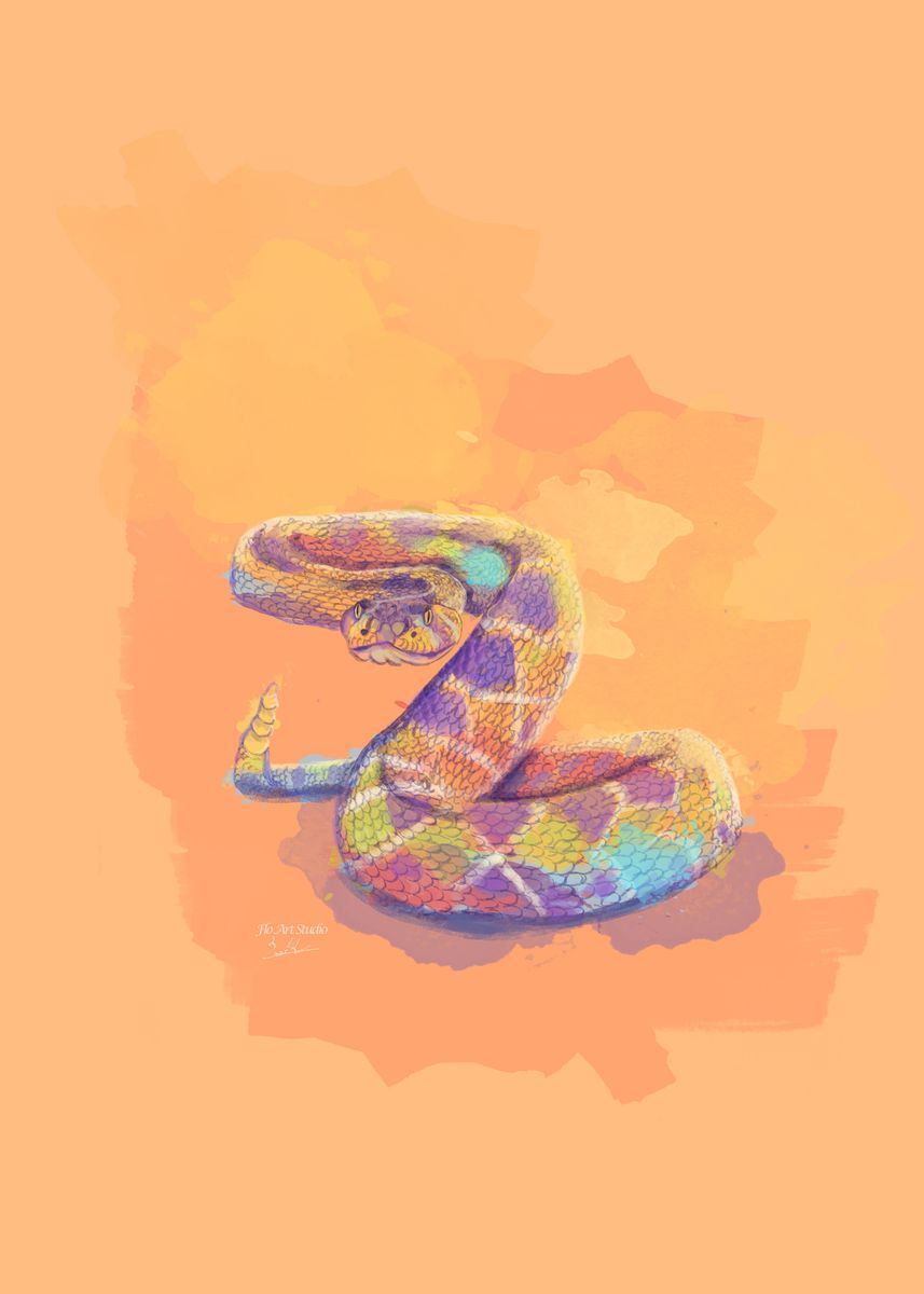 'Colorful Rattlesnake ' Poster by Flo Art Studio | Displate