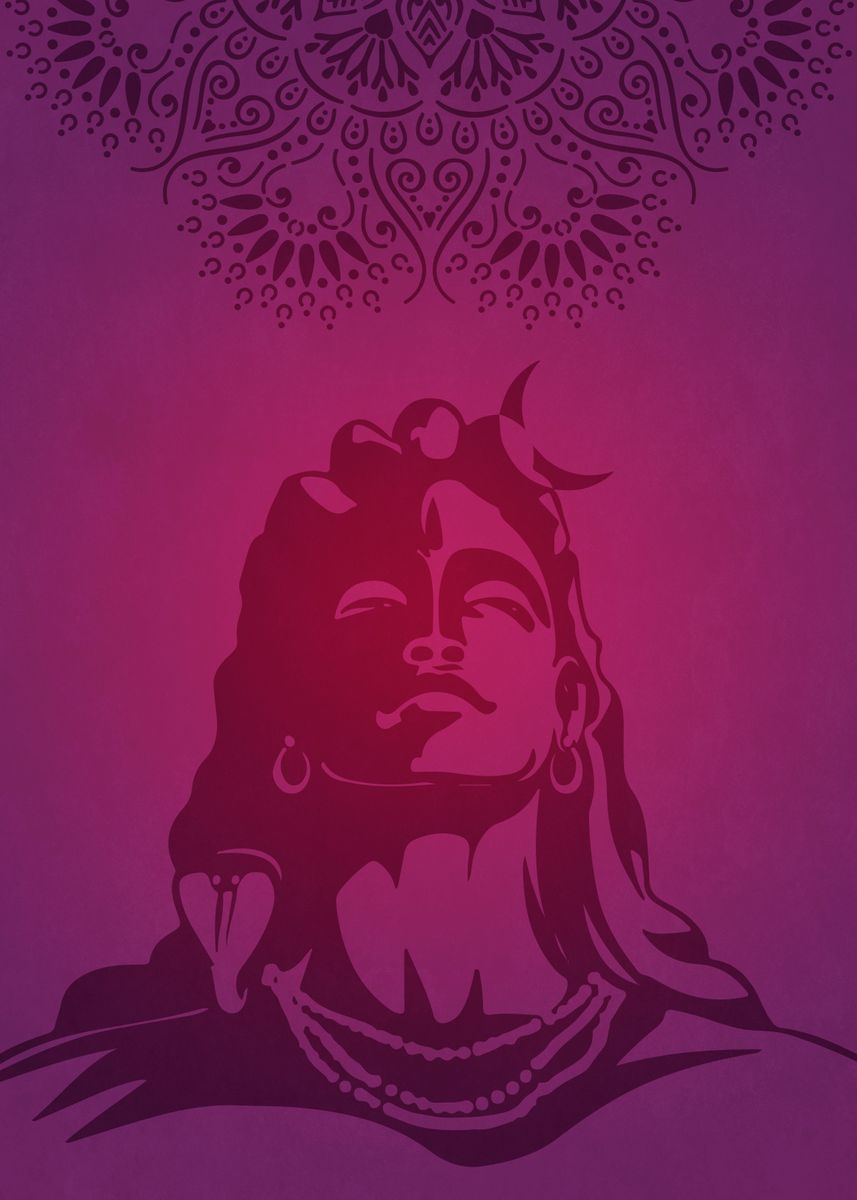 'Hindu Lord Shiva Purple' Poster, picture, metal print, paint by ...