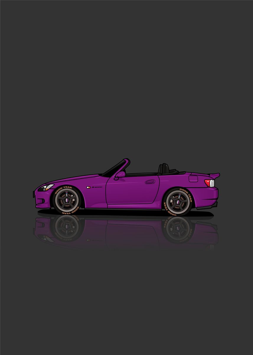 'Art Car honda s2000 Purple' Poster, picture, metal print, paint by ...