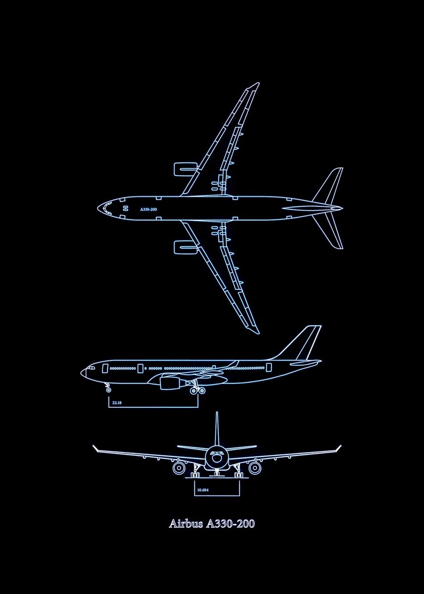 'Airbus A330 200' Poster, picture, metal print, paint by Mod Yof | Displate