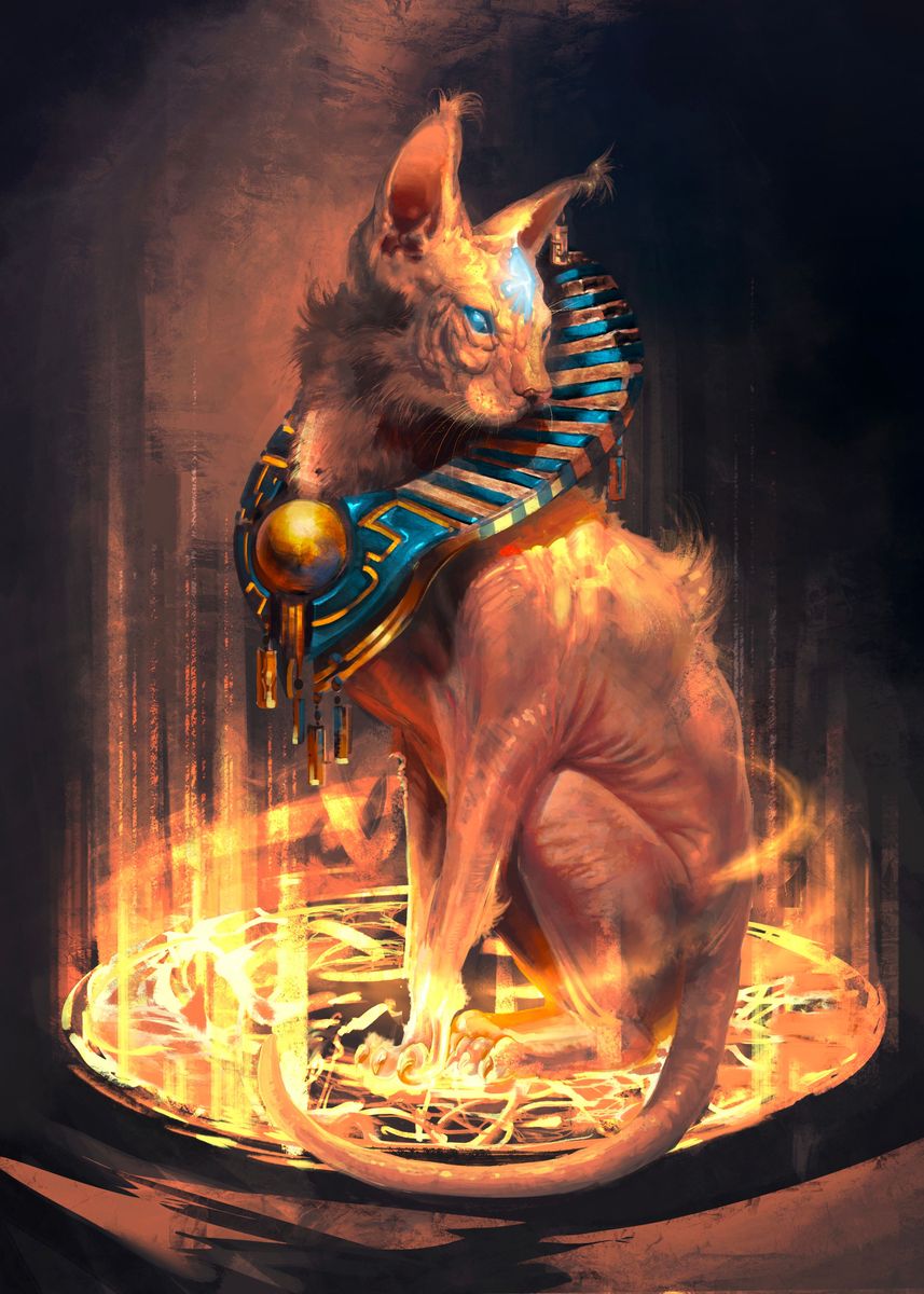 'Sphinx Cat' Poster by Aleksandra Klepacka | Displate