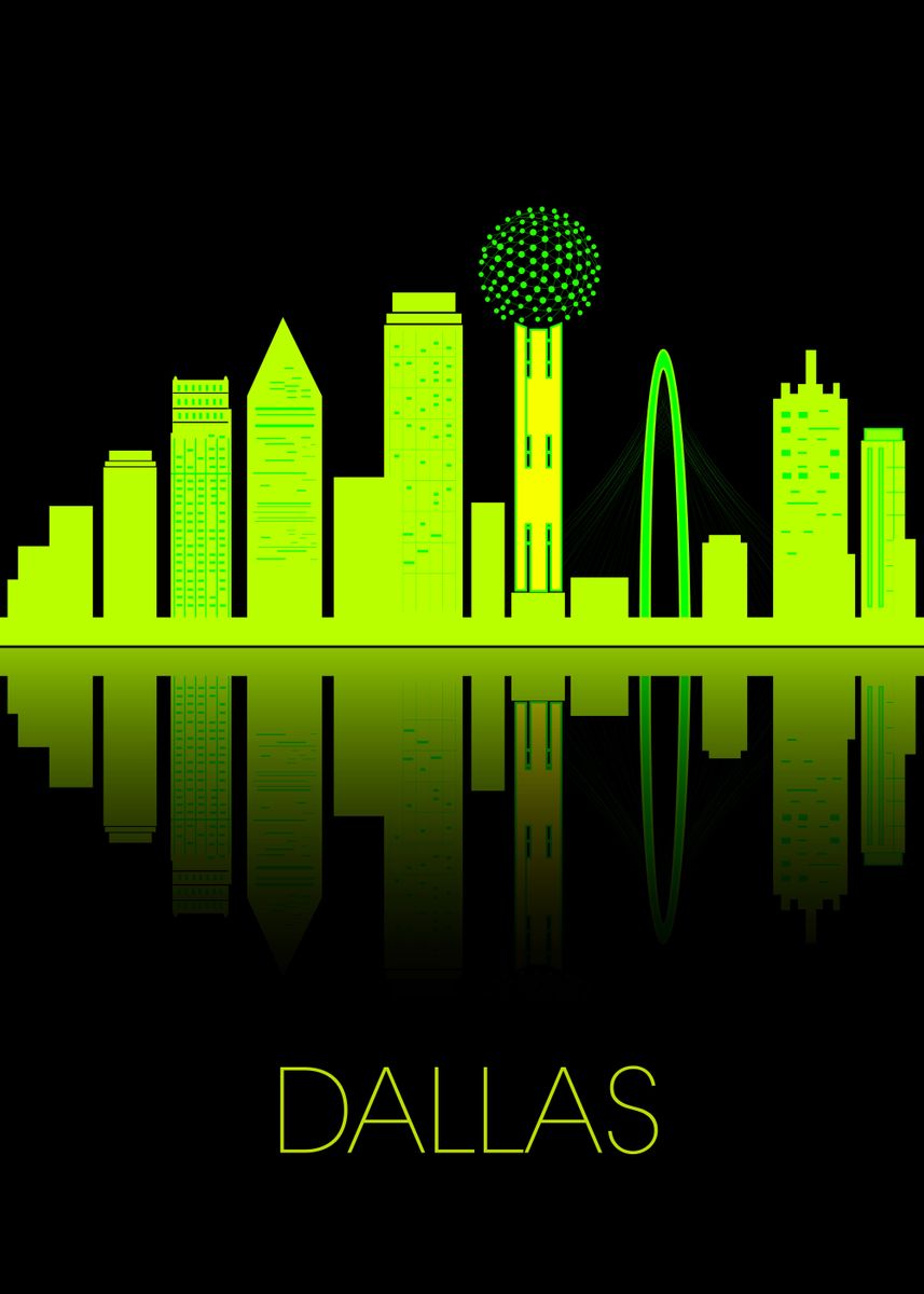 'Dallas City Silhouette' Poster by crbn design | Displate
