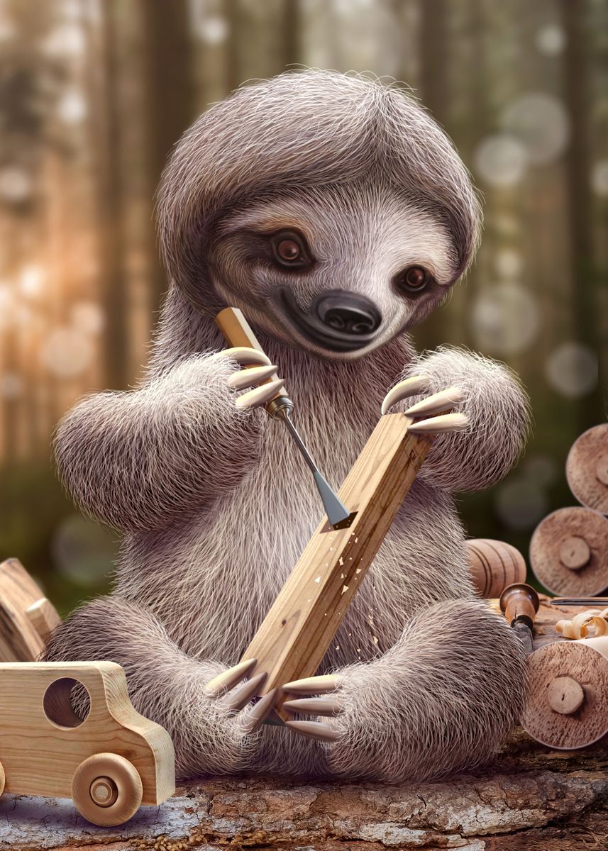 'SLOTH THE TOY MAKER' Poster by Adam Lawless | Displate