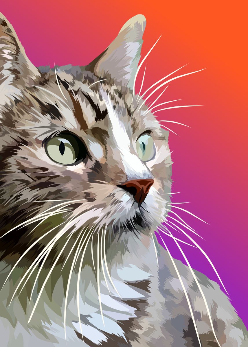 'Pet cat in vector style' Poster, picture, metal print, paint by Ihsa ...