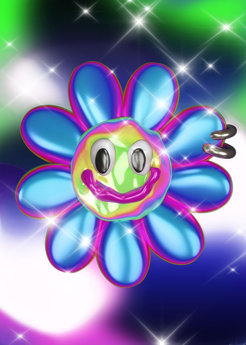 'Crazy Daisy' Poster, picture, metal print, paint by Volcia | Displate