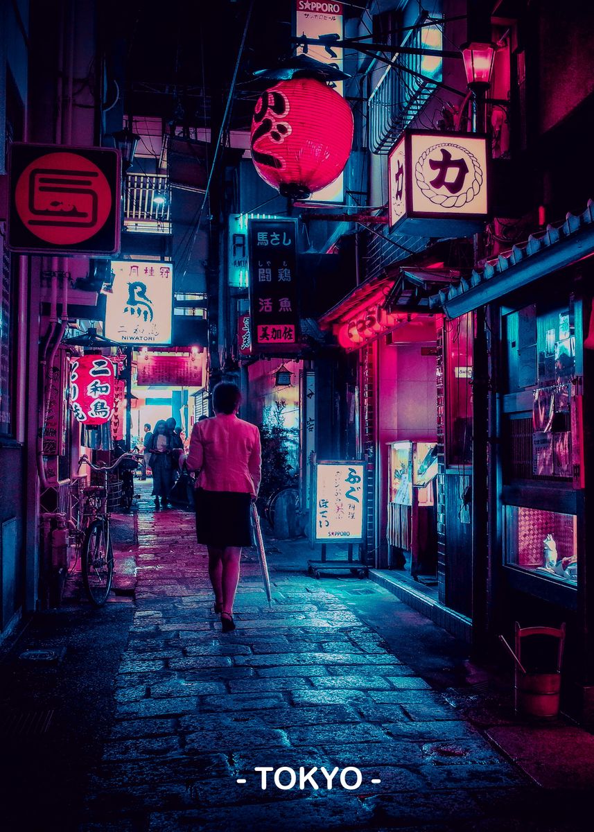 'Tokyo Street Neon' Poster, picture, metal print, paint by Noto ...