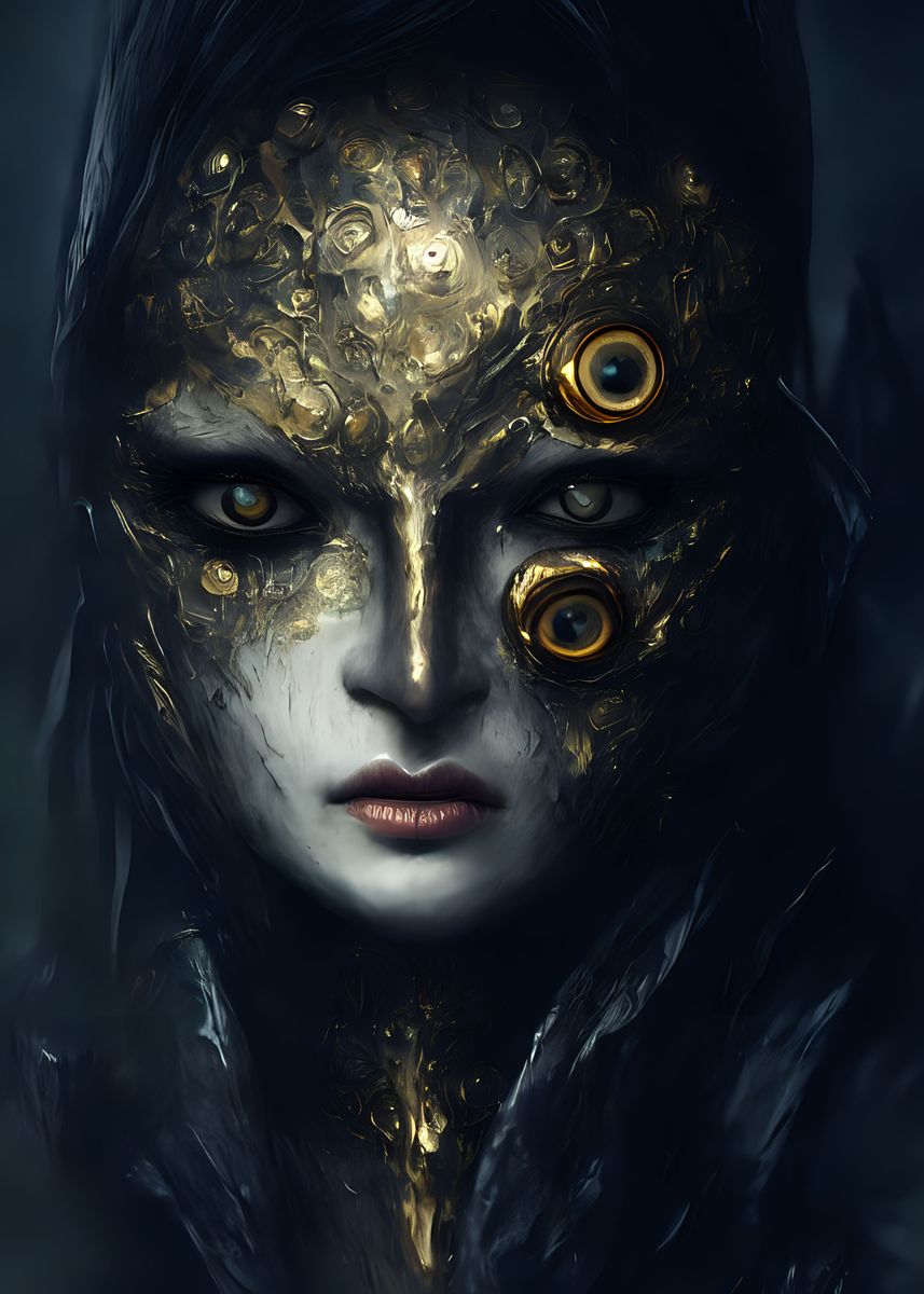 'Demon girls face' Poster, picture, metal print, paint by Lukasz ...