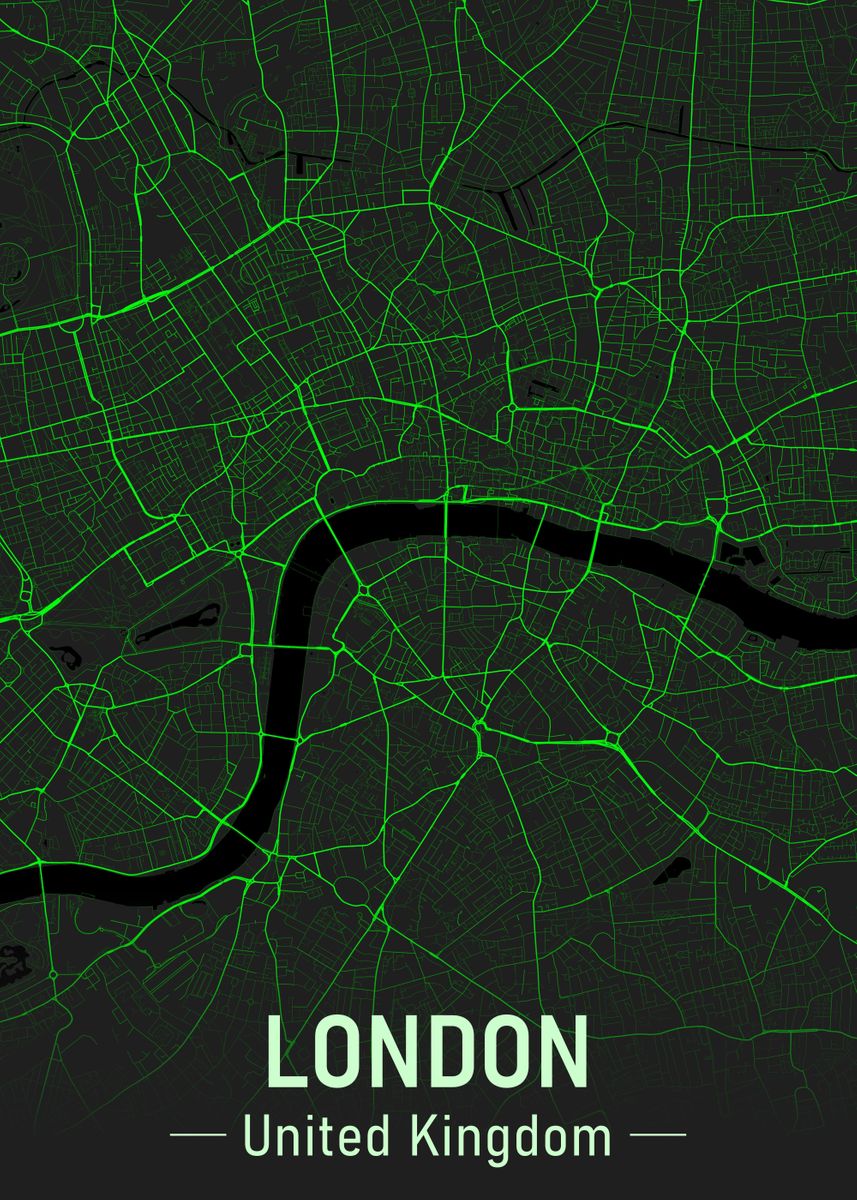 'London Green' Poster, picture, metal print, paint by TomGeo | Displate